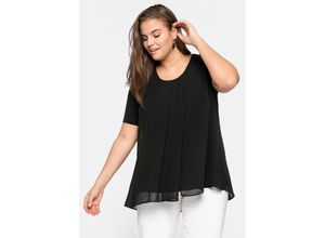 4063135987109 - Große Größen Blusenshirt mit gelegten Falten im Lagenlook schwarz Gr40