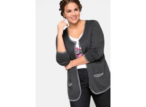 4063134708262 - Große Größen Strickjacke im Trachtenstil Knöpfe in Holzoptik anthrazit meliert Gr44 46