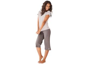 4893962209996 - Große Größen HIS Capri-Pyjama mit T-Shirt taupe+creme Gr44 46