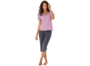 4893962209910 - Große Größen HIS Capri-Pyjama mit T-Shirt hellpink+anthrazit Gr40 42