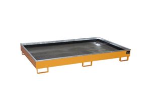 4061753234476 - eurokraft pro Regal-Bodenwanne mit PE-Einsatz 1000 l Auffangvolumen LxBxH 2165 x 1315 x 510 mm orange ab 3 Stk