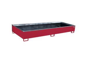 4061753234841 - EUROKRAFTpro Regal-Bodenwanne mit PE-Einsatz 1000 l Auffangvolumen LxBxH 3265 x 1315 x 385 mm rot ab 3 Stk