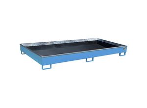 4061753234551 - eurokraft pro Regal-Bodenwanne mit PE-Einsatz 240 l Auffangvolumen LxBxH 2665 x 1315 x 210 mm blau ab 3 Stk