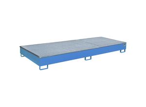 4061753235336 - eurokraft pro Regal-Bodenwanne mit PE-Einsatz mit Rost 540 l LxBxH 3265 x 1315 x 270 mm blau ab 3 Stk