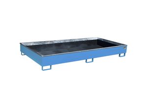 4061753234612 - eurokraft pro Regal-Bodenwanne mit PE-Einsatz 540 l Auffangvolumen LxBxH 2665 x 1315 x 305 mm blau ab 3 Stk