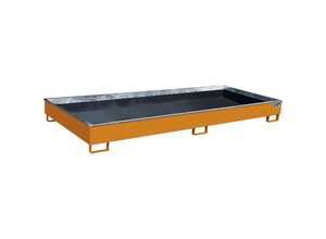 4061753234773 - eurokraft pro Regal-Bodenwanne mit PE-Einsatz 540 l Auffangvolumen LxBxH 3265 x 1315 x 270 mm orange ab 3 Stk