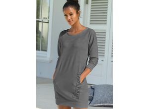 8964002336661 - Große Größen Sweatkleid anthrazit meliert Gr40 42