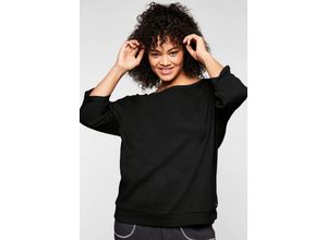 4063135716648 - Große Größen Sweatshirt mit 3 4-Arm und Rundhalsausschnitt schwarz Gr40 42