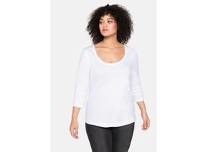 4063135803751 - Große Größen Shirt mit 3 4-Arm und weitem Rundhalsausschnitt weiß Gr40 42