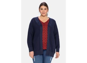 4063135719977 - Große Größen Strickjacke im Linksstrick offene Form marine Gr44 46