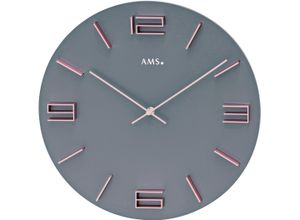 4037445156036 - Wanduhr AMS W9590 Wanduhren Gr H 4 cm grau (anthrazit) Wanduhren