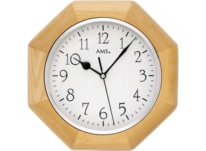 4037445154643 - Funkwanduhr AMS F5512 18 Wanduhren Gr B H L 27 cm x 5 cm x 27 cm braun (buchefarben) Wanduhren