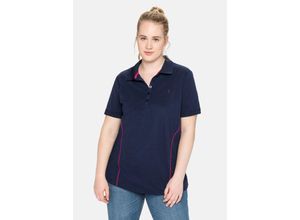 4063135742272 - Große Größen Poloshirt in Piqué-Qualität mit Teilungsnähten marine Gr40 42