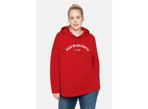 4063135783619 - Große Größen Kapuzensweatshirt mit Frontdruck in A-Linie karminrot Gr48 50