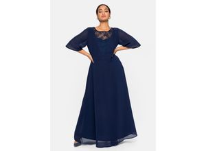 4063135757009 - Große Größen Abendkleid aus Chiffon mit Spitzen-Einsatz marine Gr46