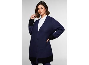 4063135922766 - Große Größen Strickjacke mit Strukturverlauf und Blockstreifen nachtlila Gr48 50