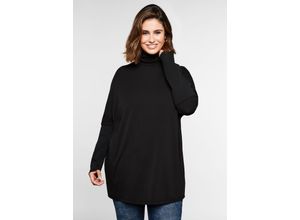 4063135925262 - Große Größen Langarmshirt mit Rollkragen im Oversized-Schnitt schwarz Gr44 46