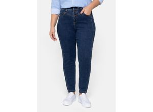 4063136058129 - Große Größen Girlfriend-Jeans mit vorverlegter Seitennaht dark blue Denim Gr46