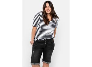 4063136143979 - Große Größen Jeansbermudas im Used-Look black used Denim Gr46