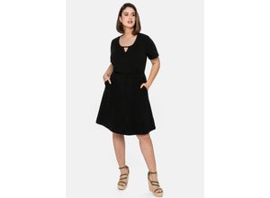 4063136323951 - Große Größen Jerseykleid mit Cut-out am Ausschnitt schwarz Gr44