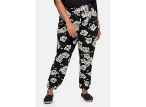 4063136114269 - Große Größen Strandhose im Joggpants-Stil mit Alloverprint schwarz-weiß Gr56