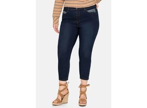 4063136243105 - Große Größen Skinny Jeans in 7 8-Länge mit Stickerei vorn dark blue Denim Gr42