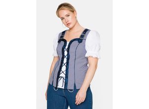 4063136274482 - Große Größen Trachtenbluse im Corsagen-Look royalblau-weiß Gr46