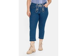 4063136103577 - Große Größen Trachtenjeans in 7 8-Länge mit Latz und Stickerei blue Denim Gr58