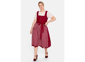 4063136278213 - Große Größen Dirndl in Midilänge mit Spitzenbluse und Schürze bordeaux Gr52