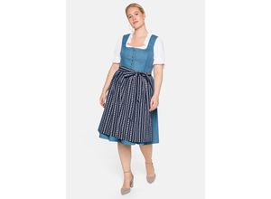 4063136278022 - Große Größen Dirndl im Denim-Look mit bedruckter Schürze blue Denim Gr54