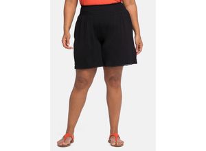 4063136076376 - Große Größen Strandshorts mit Smokbund und Häkelspitze schwarz Gr54