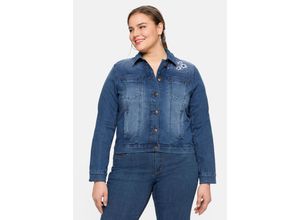 4063136235346 - Große Größen Kurze Jeansjacke mit Trachten-Stickereien blue Denim Gr42