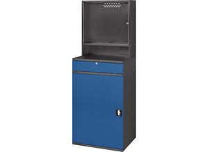 4040376920751 - Computer-Arbeitsstation Monitorgehäuse 1 Ausziehboden Breite 650 mm anthrazit   enzianblau RAU