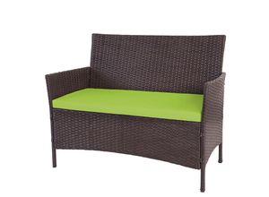 4057651112107 - Poly-Rattan Gartenbank Hamar Sitzbank Bank ~ braun-meliert Kissen grün