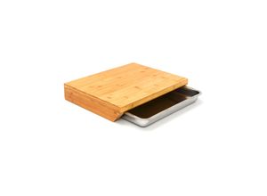 4057216044010 - Bambus Schneidebrett - 49x37x8 cm mit Edelstahl Auffangschale - Holz Brett Natur