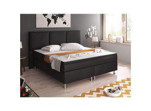 4260465766811 - Inter Handels Boxspringbett Oslo 180x200 cm Kunstleder schwarz