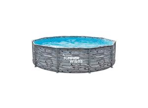 4895215107585 - Summer Waves Active Pool Komplett-Set inkl Filterpumpe & Poolcover 305 x 76 cm steingrau