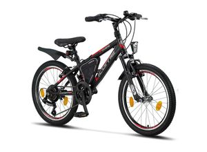 4260647780413 - Licorne Bike Guide Premium Mountainbike in 20 24 und 26 Zoll - Fahrrad für Mädchen Jungen Herren und Damen - Shimano 21 Gang-Schaltung Kinderfahrrad Kinder Zoll20 FarbeSchwarz Rot Grau