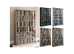 4012246504033 - CD Regal Holz CD Schrank mit ESG-Sicherheitsglastüren für 300 CDs oder 130 DVDs oder 72-Videos Maße H 92 x B 60 x T 18 cm Elegantes DVD Regal Blu ray Regal CD Regal - Roma