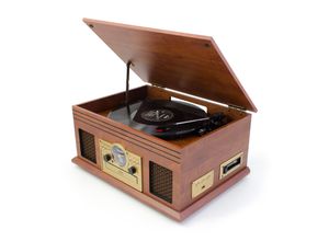 4000420866602 - Karcher NO-036 Nostalgie Musikcenter aus Holz -Bluetooth Kompaktanlage mit Plattenspieler