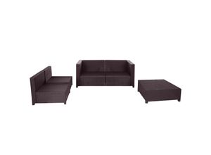 4057651302409 - Poly-Rattan-Garnitur Gela Gartengarnitur Sitzgruppe Lounge-Set Sessel Sofa Alu braun