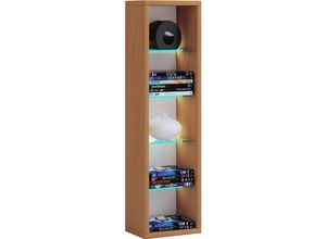 4051814417917 - Holz Wandregal Hängeregal Regal Bücherregal Wandboard Deko Glas Rasato L (Farbe Buche)