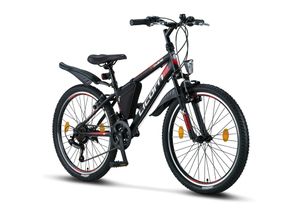 4260647780284 - Licorne Bike Guide Premium Mountainbike in 20 24 und 26 Zoll - Fahrrad für Mädchen Jungen Herren und Damen - Shimano 21 Gang-Schaltung Kinderfahrrad Kinder FarbeSchwarz Rot Grau Zoll24