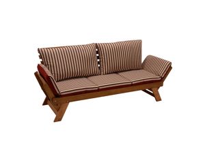 4050747259250 - Liegesofa TIROL 202cm Eukalyptus geölt Wendeauflage Auflage rot beige