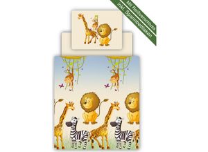 4250393877956 - TiCAA Kinder Bettwäsche Set inkl Spannbettlaken Safari