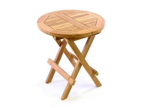 4051814388842 - Beistelltisch Blumen Hocker Tisch klappbar Teak Holz H 46cm Ø 40cm