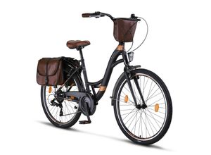 4260647781472 - Licorne Bike Stella Plus Premium City Bike in Zoll Aluminium Fahrrad für Mädchen Jungen Herren und Damen - 21 Gang-Schaltung - Hollandfahrrad FarbeSchwarz Größe26 Zoll