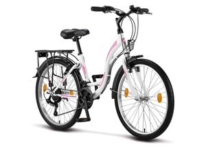 4260647780345 - Licorne Bike Stella Premium City Bike 202426 und 28 Zoll Fahrrad für Mädchen Herren und Damen 21 Gang (6 Gang bei 20 Zoll) Holland Citybike Zoll24 FarbeWeiss