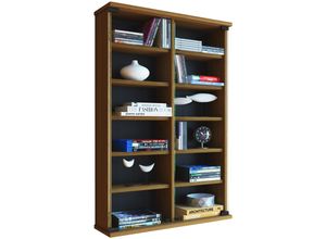 4051814349065 - Media-Regal Holz CD DVD Wandregal Wandvitrine Vitrine mit 2 ESG-Sicherheitsglastüren Maße H 92 x B 60 x T 18 cm 10 variable Einlegeböden - Zuntisa Gr 60 braun (buche) B60cm H92cm T18cm Holzwerkstoff Holz Spanplatte Glas Regale