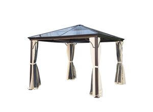 4250871237340 - Luxus Pavillon mit lichtdurchlässigem Dach braun natur 300 x 300 x 260 cm (LxBxH) Gartenpavillon Gartenzelt Festzelt Partyzelt